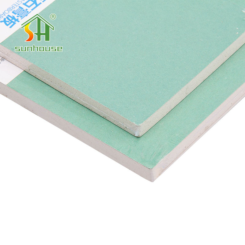 Green Color Moisture Resistant Drywall , 9mm Tapered Edge Plasterboard Waterproof