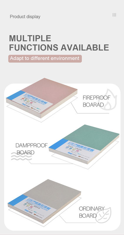 15mm Fire Rated Moisture Resistant Gypsum Board Ivory Color For Indoor