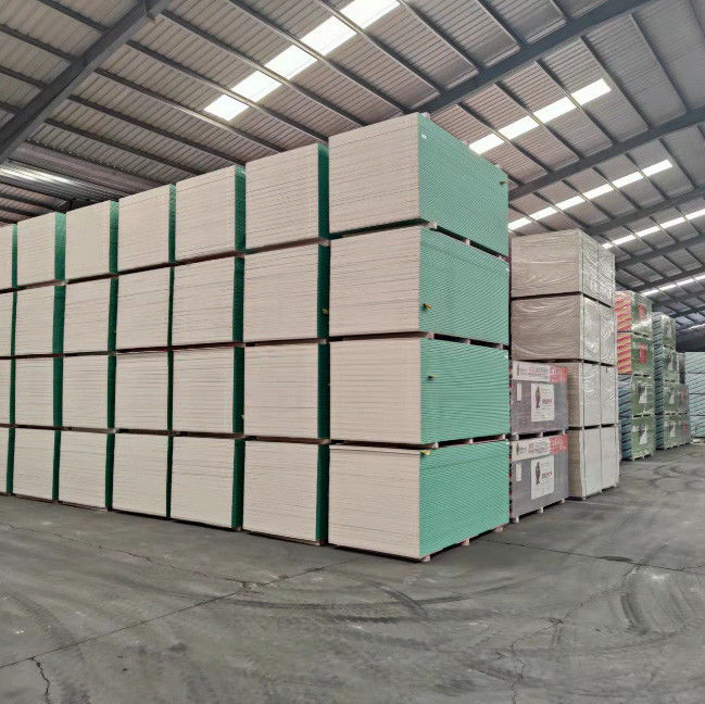 Customized Green Moisture Resistant Drywall , Waterproof Gypsum Sheet 9mm