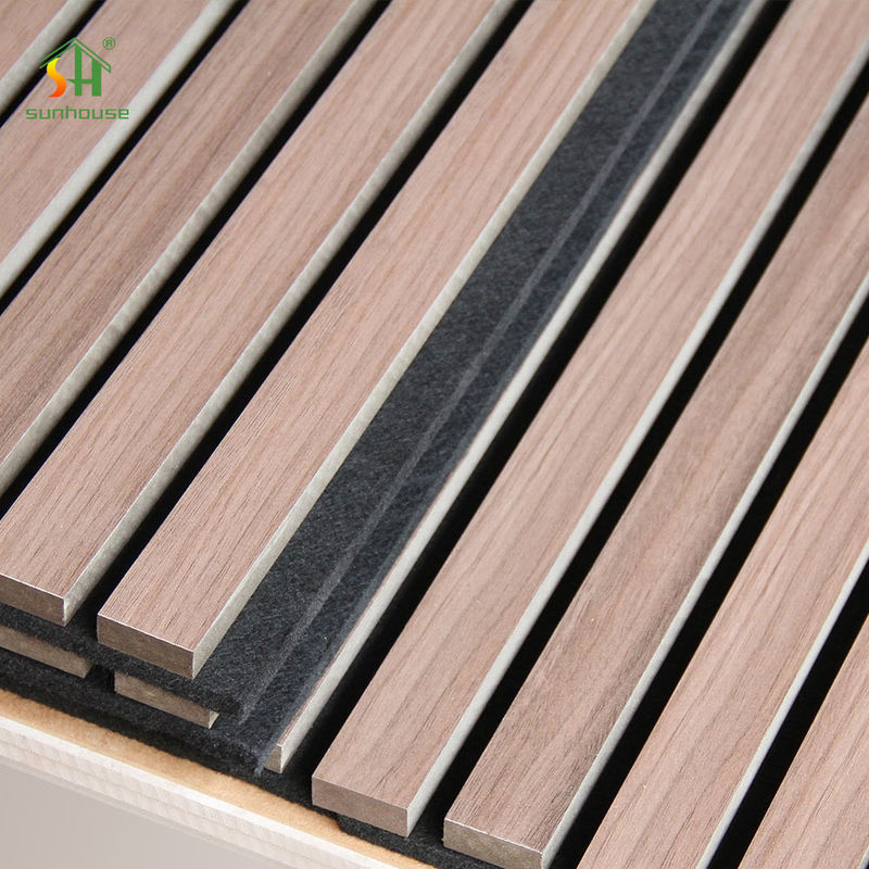 Natural Veneer Oak Polyester Wall Panel Eco Friendly Soundproof Wall ...